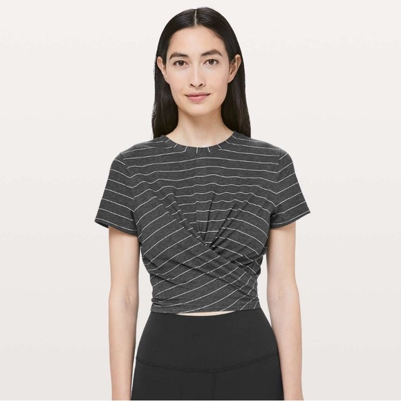 lululemon athletica | Tops | 36 Lululemon Time To Restore Short Sleeve Serve Stripe Heathered ...